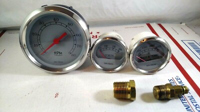 TPI-TECH 3 Gauge Set Tachometer + Volts + Water Temperature Coolant RPM ...