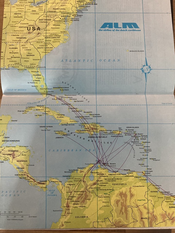 ALM ANTILLEAN AIRLINES 1983 INFLIGHT MAGAZINE MD80 ROUTE MAP | eBay