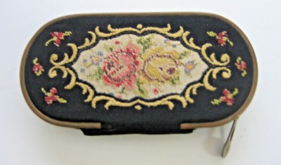 Antique French doll Necessaire tapestry case gilt Comb Mirror | eBay