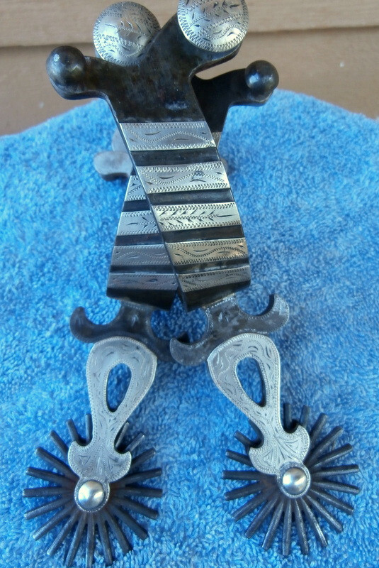 Double Mounted Silver Wyoming Style Buckaroo Cowboy Horse Spurs by T ...