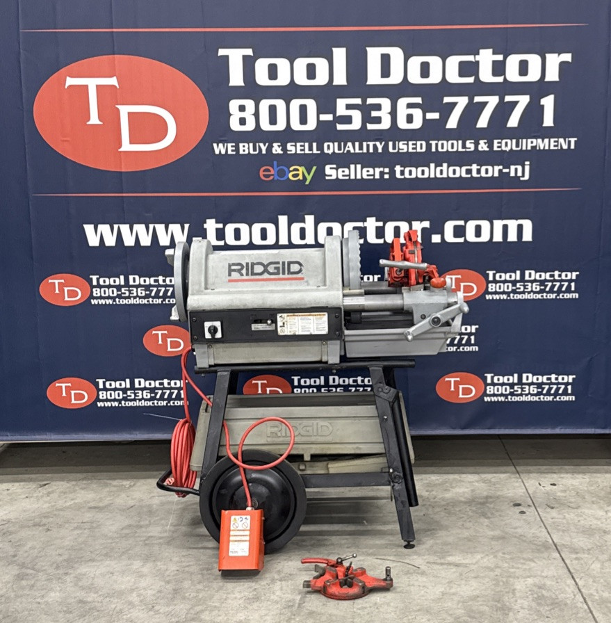 Ridgid 1224 1/2”-4” Pipe Threader on Stand 2 Die Heads 711 714 GREAT ...