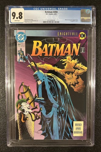 Batman #494 ~ CGC 9.8 - Joker/Scarecrow App. & Cover - Knightfall 5 ...