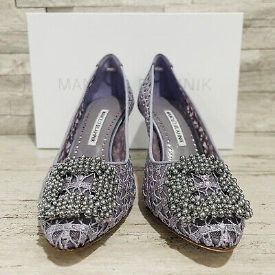 NEW Manolo Blahnik Size 38 Lace Hangisi 70MM Pumps Heels NEW Manolo Blahnik Size 38 Lace Hangisi 70MM Pumps Heels