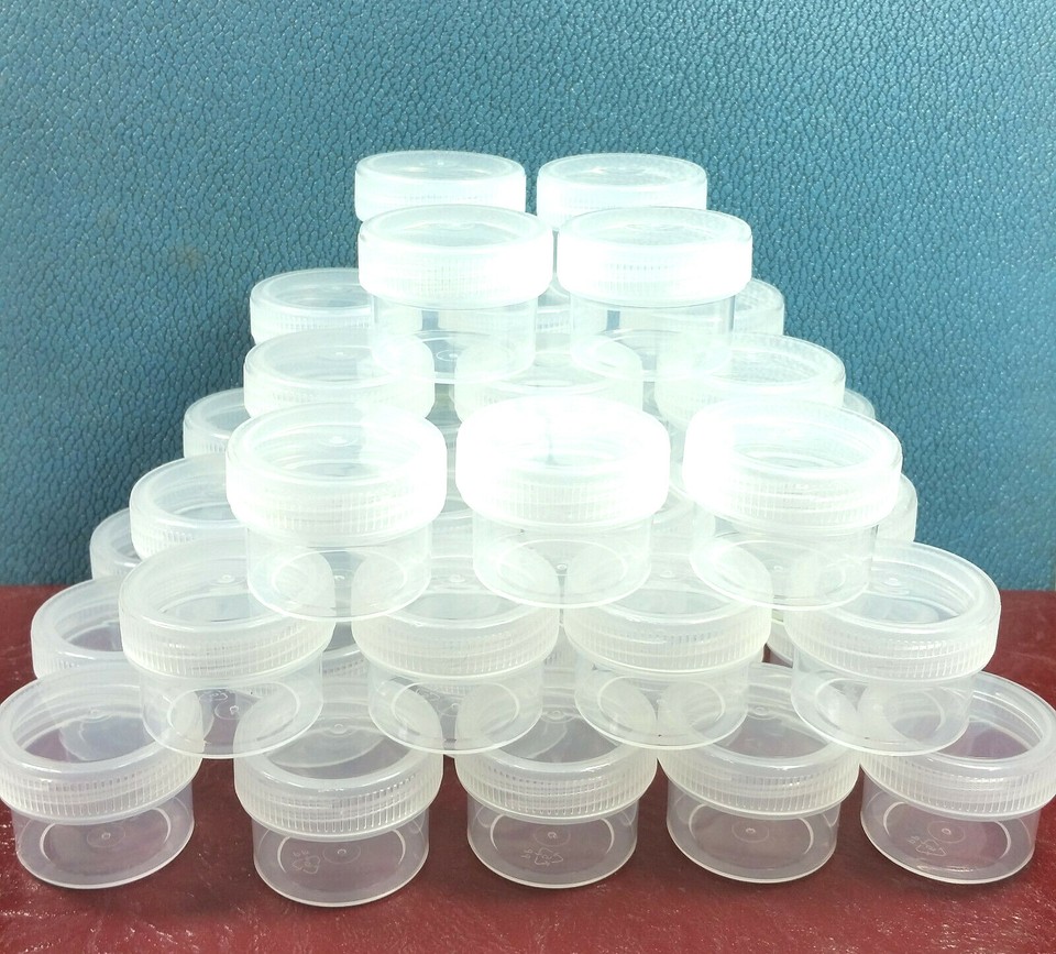 20 Plastic 1/2 ounce Containers See Thru Lids Cap #3803 One-Half Ounce Jars USA | eBay
