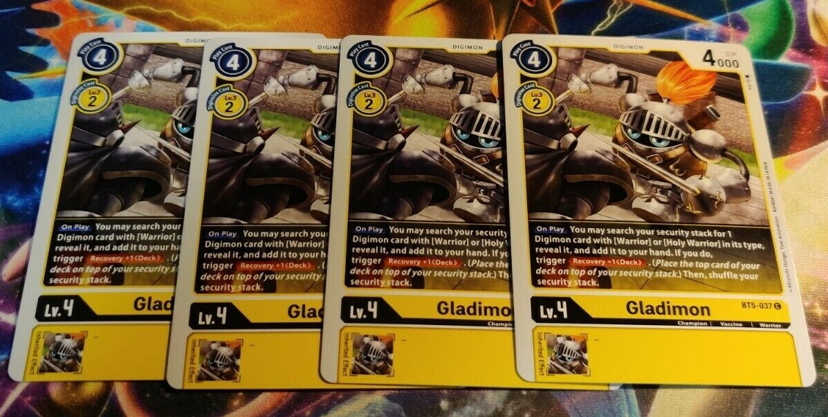 x4 Playset Digimon GLADIMON BT5-037 Yellow Common TCG | eBay