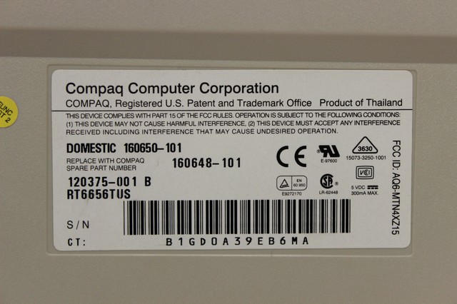 COMPAQ 160648-101 SPACESAVER PS/2 KEYBOARD RT101 160650-101 YELLOWED ...
