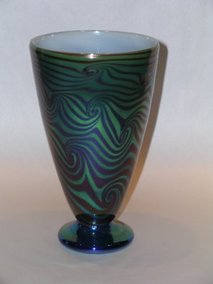 Rick Strini Luster Cone Vase Art Glass Cabinet Series Handblown Blue ...