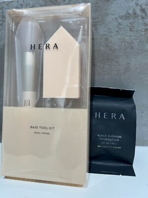 Hera Base Tool Kit (brush & Sponge) & Hera Black Cushion Foundation ...