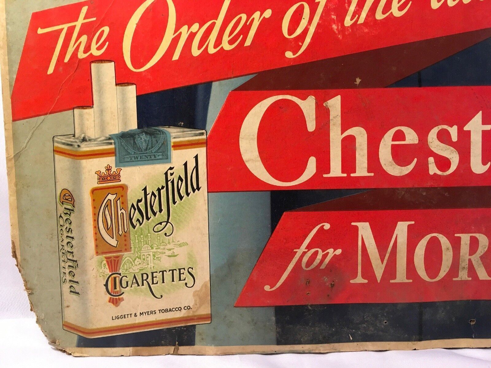 CHESTERFIELD CIGARETTES ORIGINAL 1938 CARDBOARD SIGN ADVERTISEMENT US ...