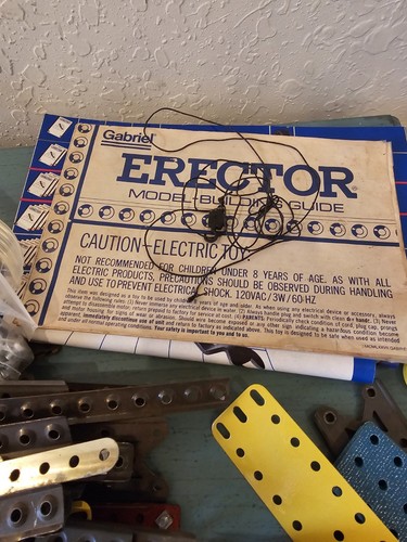 Vintage Large Lot Of Erector Set Pieces W/2 Motors And Paperwork-Very ...