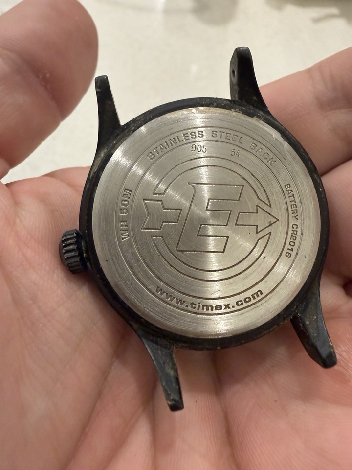 Vintage Timex Expedition 40mm Black Steel Case, Brown Leather Band, Men ...