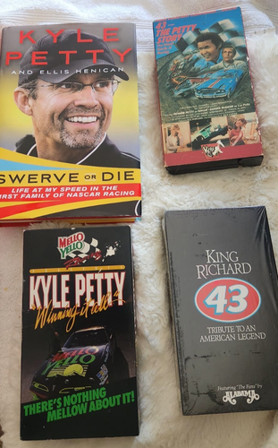 RICHARD & KYLE PETTY LOT OF 4 ITEMS K. PETTY 1ST EDITION BOOK &VHS/R ...