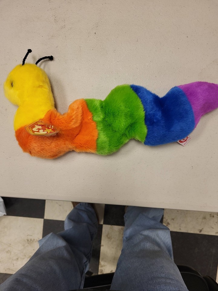 Ty Beanie Baby Inch Inchworm Plush Toy 1995 Rainbow Caterpillar ...