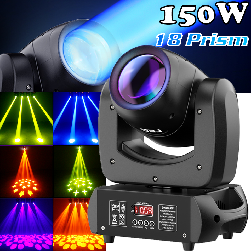 150W 18Prism Beam Stage Lighting RGBW LED Moving Head Light GOBO DMX512 ...