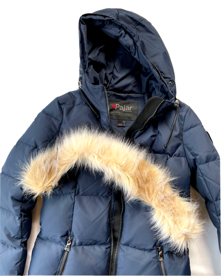 Sz S Pajar Canada Jayde Long Down Puffer Faux Fur Hooded Coat 550 Fill ...