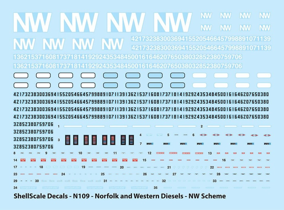 N109 - Norfolk and Western "NW" Diesel DECALS - ShellScale Decals | eBay