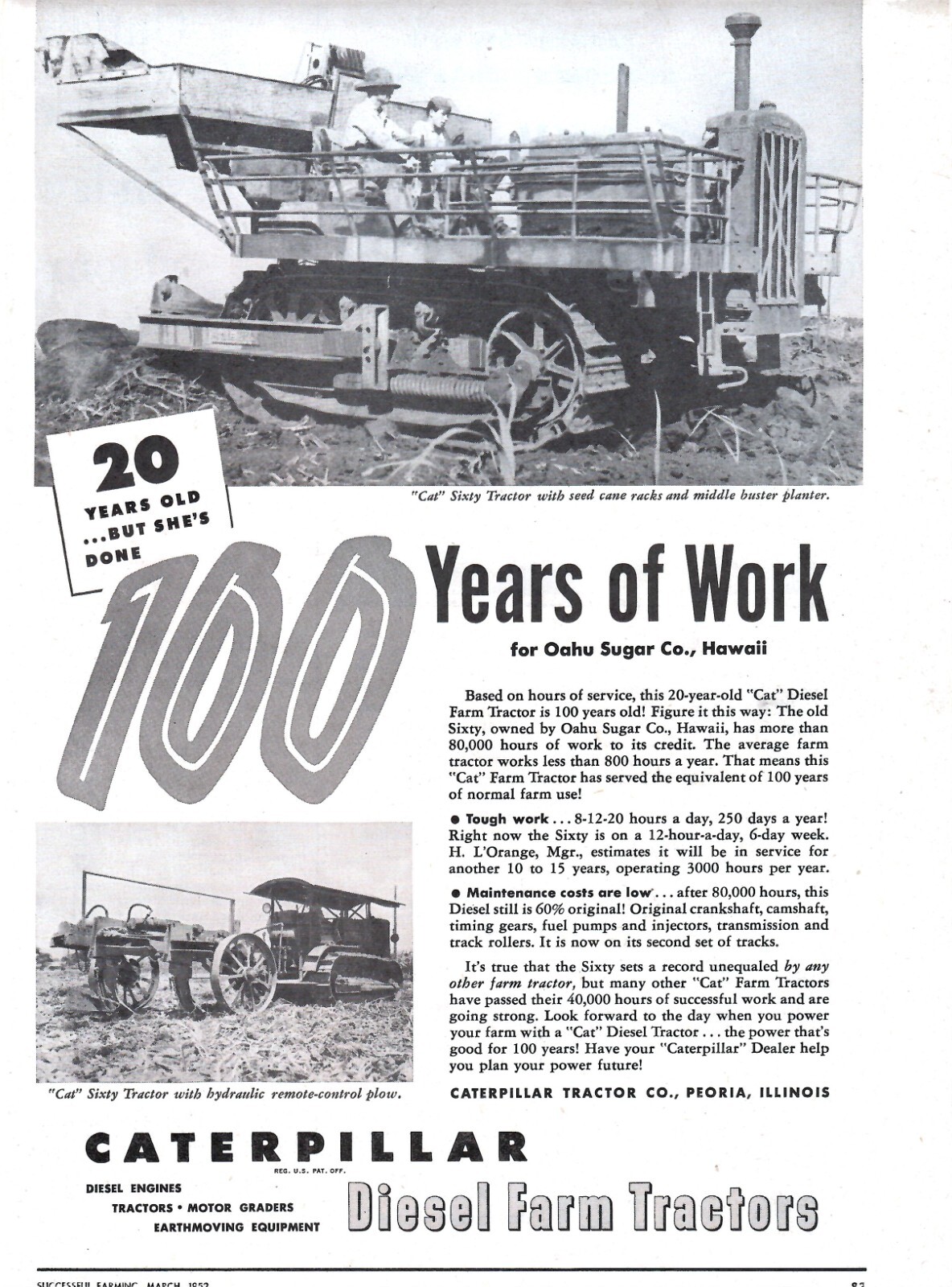 VINTAGE 1952 CATERPILLAR DIESEL FARM TRACTORS PRINT AD | eBay