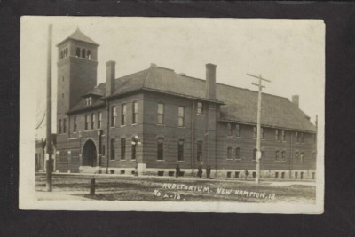 New Hampton Iowa IA 1913 RPPC Old 2 Story Fireman's Auditorium Building ...