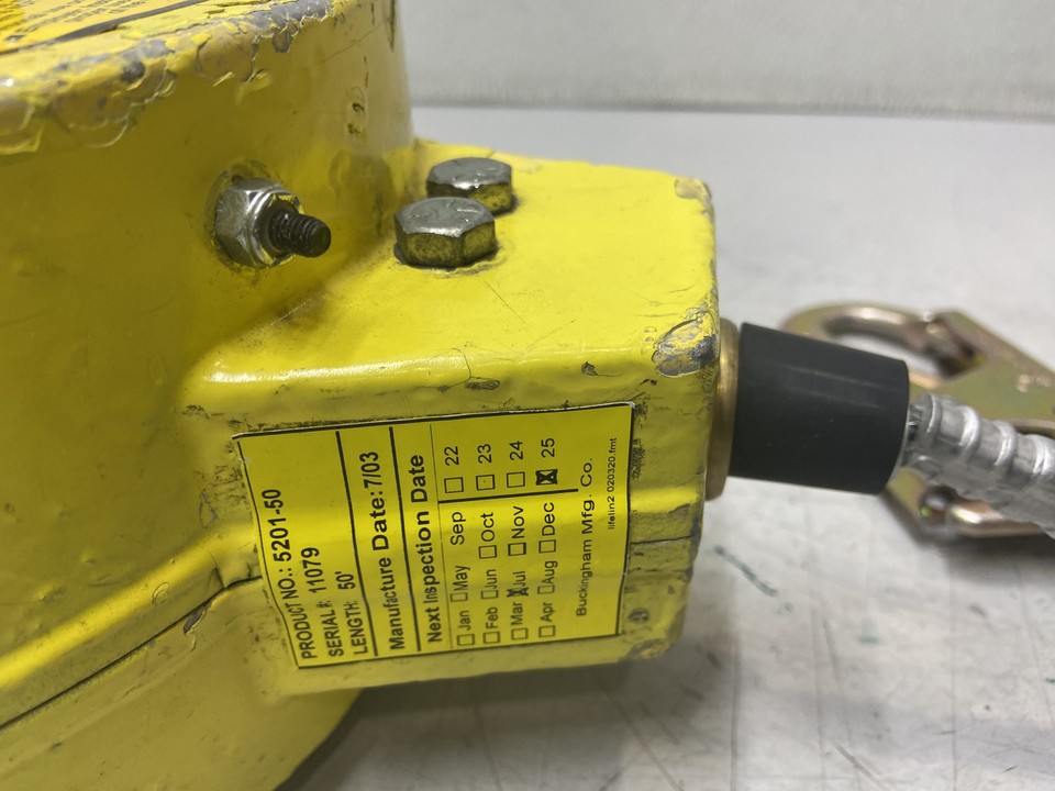 Buckingham 5201-50 Retractable Life line Device 350 lbs Capacity, 50ft ...