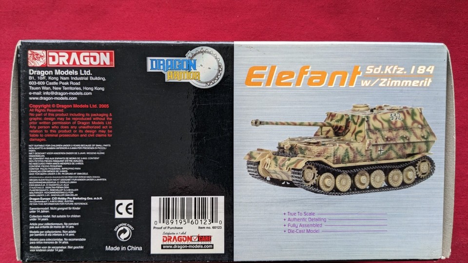 DRAGON ARMOR 60123 1-72 Sd.Kfz.184 FERDINAND w-ZIMMERIT POLAND -1944 ...