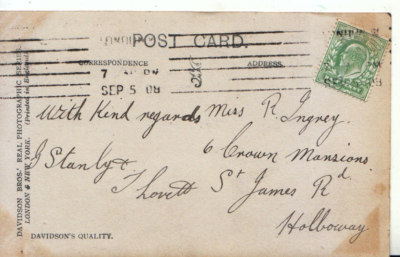 Genealogy Postcard - Ingrey - 6 Crown Mansions, St James Rd, Holloway ...