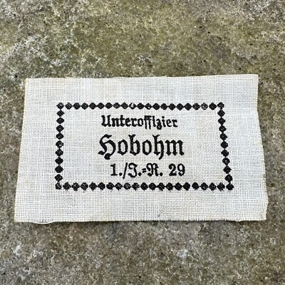 ORIGINAL WWII WW2 German Army Name & Unit Cloth Tag For Uniform Cap ...