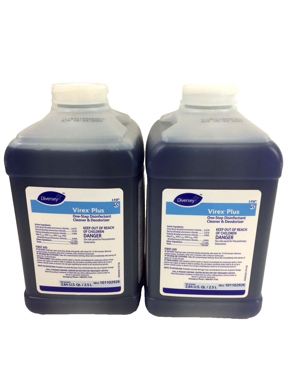 2 Diversey Virex Plus 45 One-Step Disinfectant Cleaner and Deodorant 2 ...