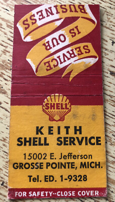 1950s-60s Keith Shell Service Grosse Pointe Michigan Matchbook Cover ...