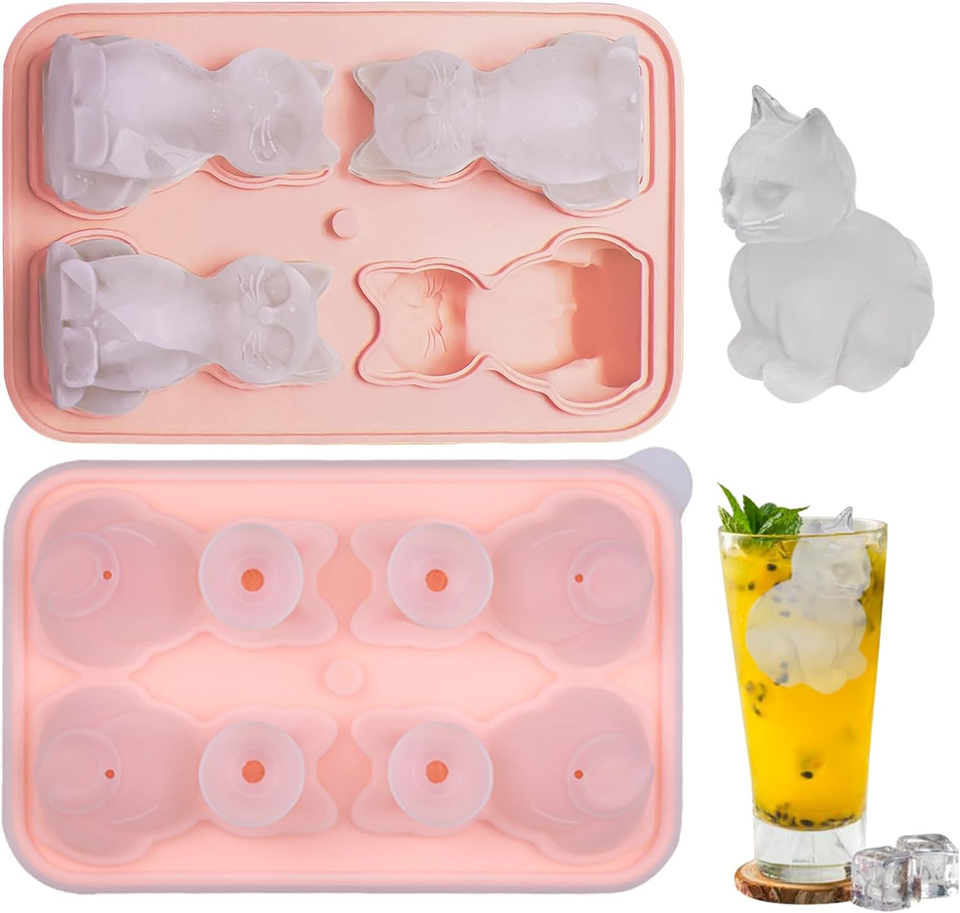 Cat Ice Cube Tray Silicone Large Ice Cube Mold, Fun Shapes Ice Cube ...