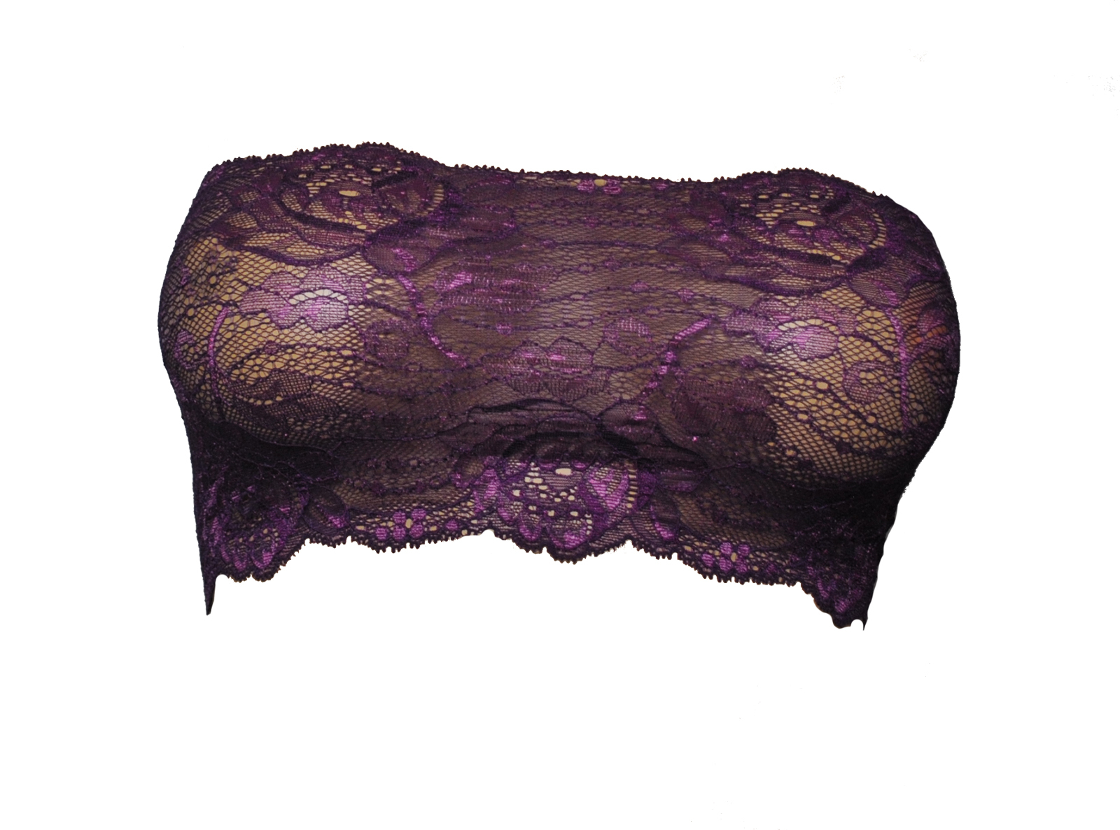 Lace Purple Boob Tube Top Sexy Strapless Stretch Bra Bandeau Lingerie