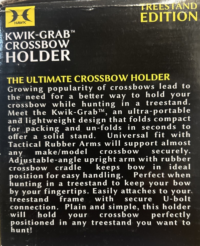 Hawk Kwik-Grab Crossbow Stand for Ground or Treestand Holder Cradle | eBay