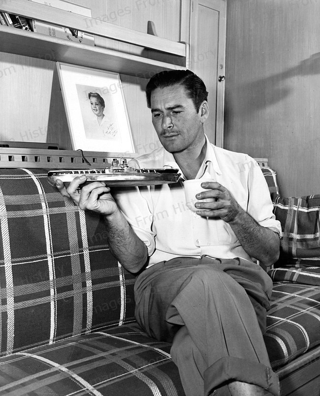 8x10 Print Errol Flynn Candid Aboard the USS Zaca (IX-73) Yacht 1947 ...