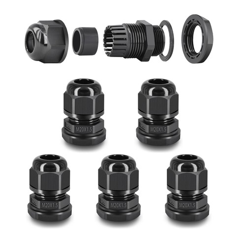 Nylon Waterproof Cable Glands With Gasket Lock-Nut Black for 6-12mm ...