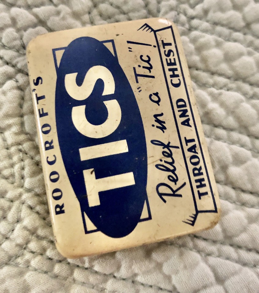 Vintage 1923 Roocroft's "TICS" Throat & Chest Tablet Tin Case "Relief ...