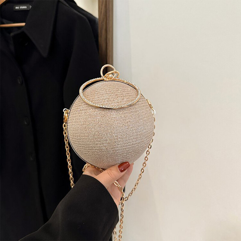Circular Ring Portable Evening Bags Metal Round Ball Handbag Elegant ...