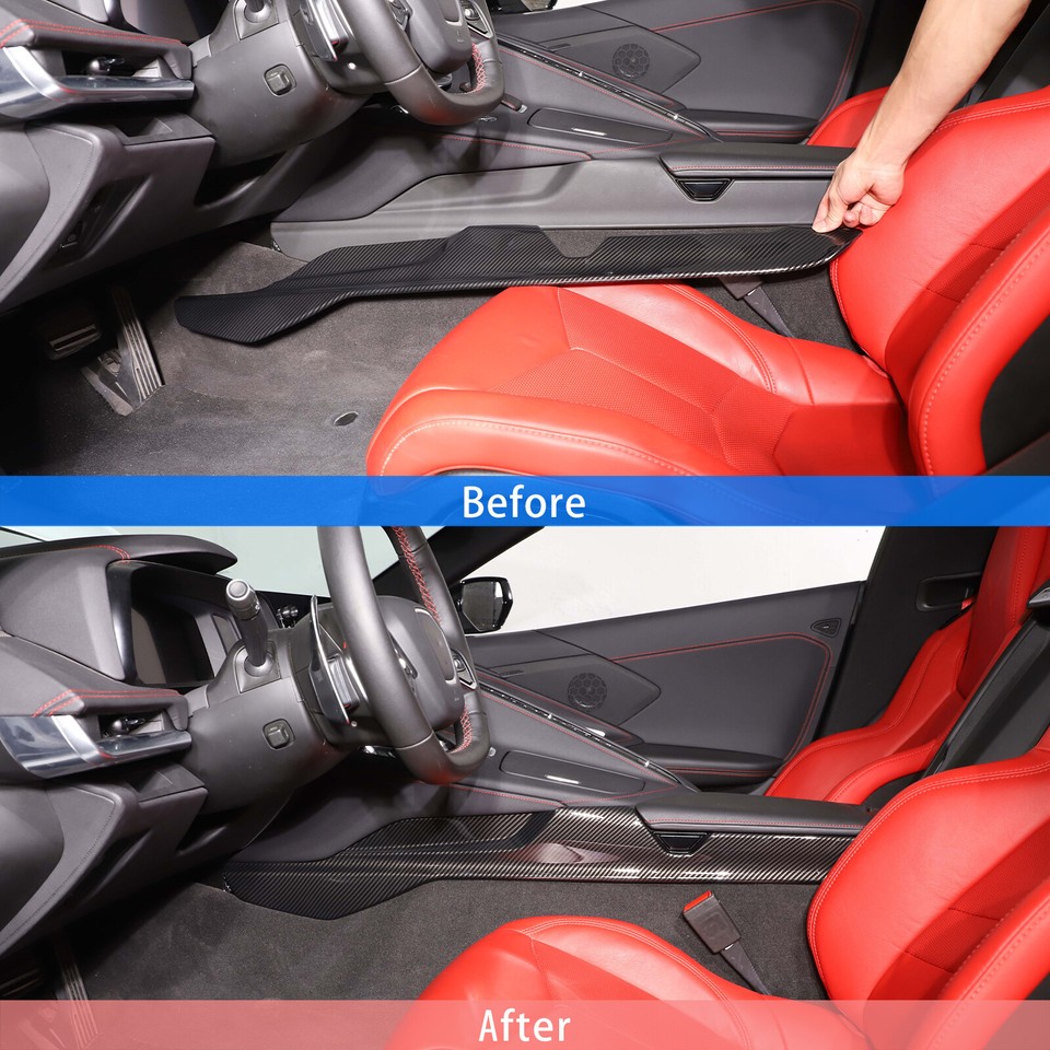 ABS Carbon Fiber Interior Full Cover Trim Kit Set For Corvette C8 2020 ...