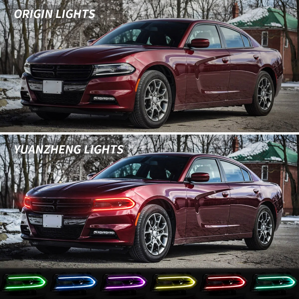 VLAND LED DRL RGB Headlights For 2015-2023 Dodge Charger Projector ...