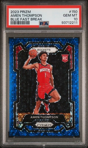 PSA 10 - 2023 PRIZM - AMEN THOMPSON - BLUE FAST BREAK - ROCKETS ...