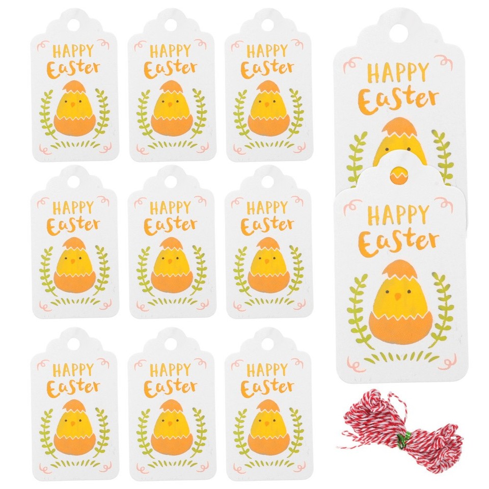100 Pcs Easter Paper Gift Tags Colorful Labels Hanging Tags with Twines ...