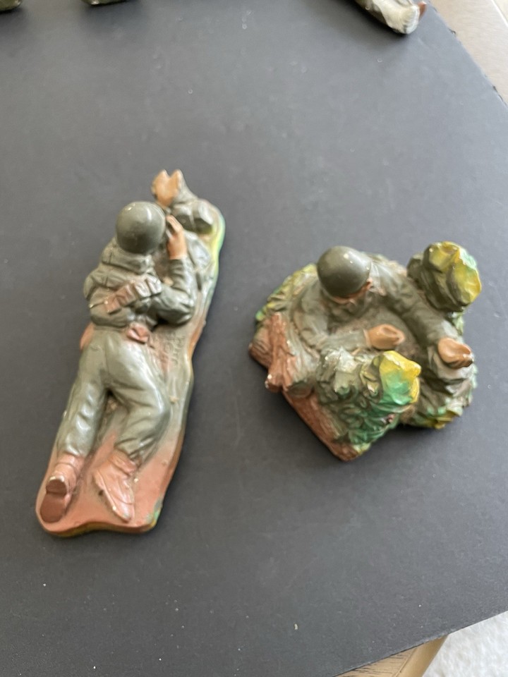J. H. Miller Chalkware Military Two Soldiers Missing Rifles Vintage Fox ...