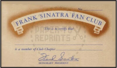 FRANK SINATRA FAN CLUB MEMBERSHIP CARD - VINTAGE REPRINT | eBay