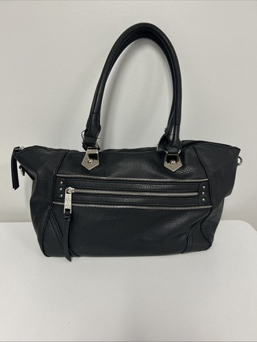 Black Faux Leather Jessica Simpson Handbag Purse Women's Used Silver ...