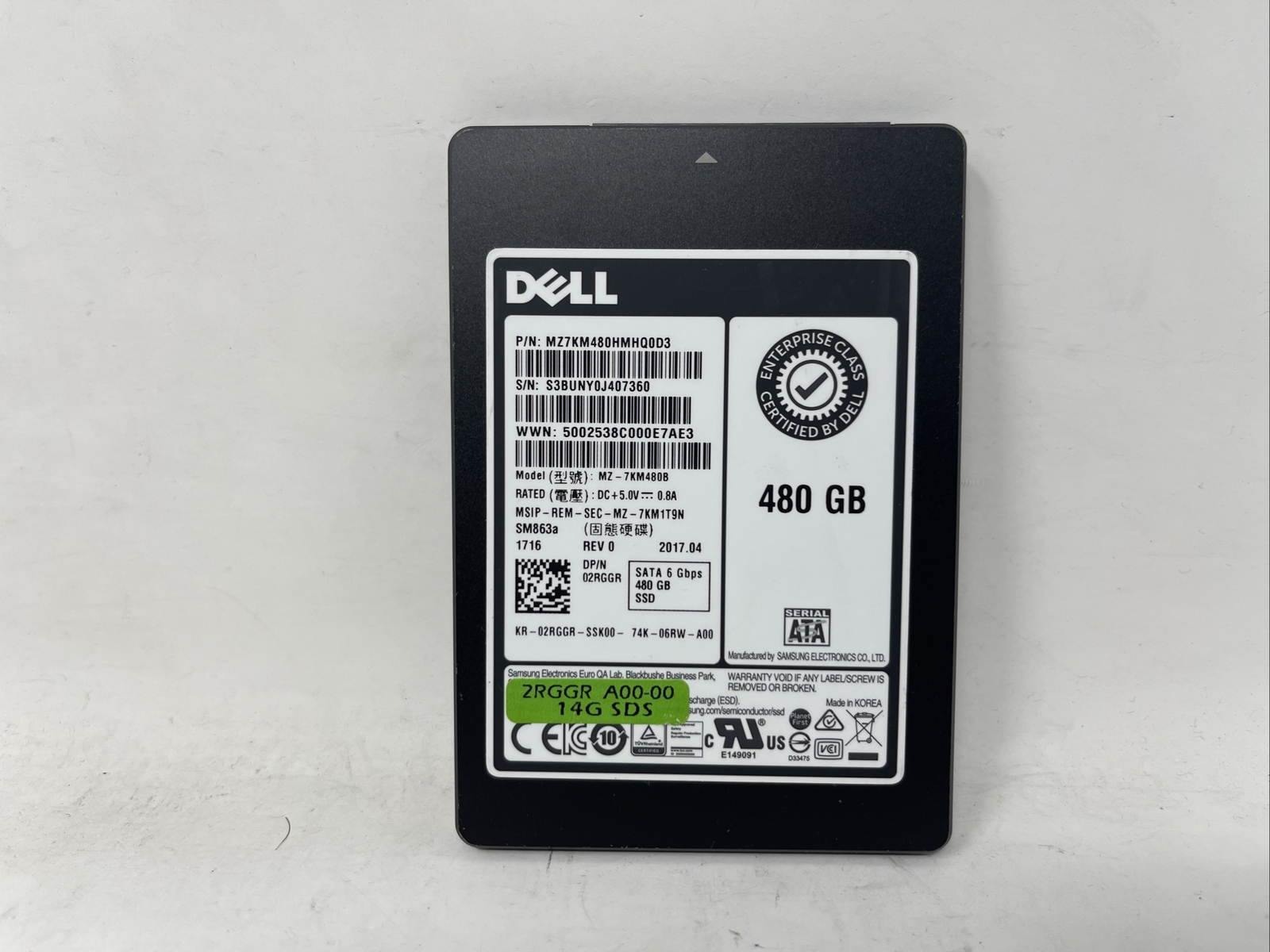 DELL SAMSUNG SM863a 2.5" 480GB SSD R730 R630 R740 R640 02RGGR 2RGGR | eBay