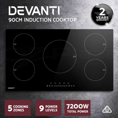 Devanti Induction Cooktop 90cm Electric Cooker Ceramic 5 Zones Stove ...