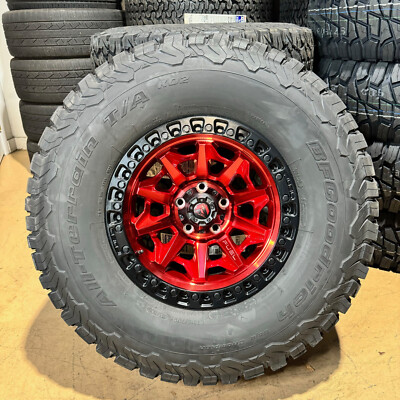4) 17x9 Fuel D695 Covert Red Wheels 35" BFG KO2 AT Tires 5x5 Jeep ...