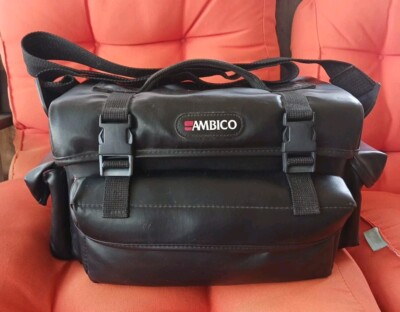 Vintage AMBICO Black Soft Leather Bag Camera/Camcorder /Padded Shoulder ...