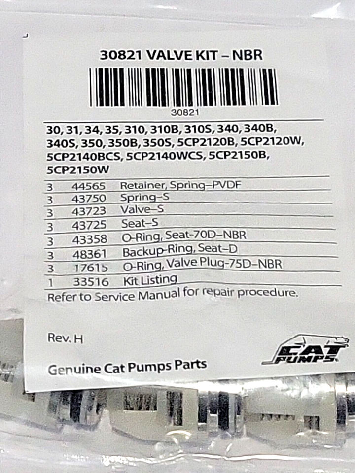 Cat Pump 30821 VALVE KIT OEM for CAT 310, 340 & 350 Cat Pumps | eBay