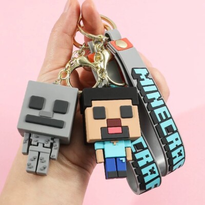 Minecraft Keychain Keyring Bag Clip Steve Creeper Skeleton stocking ...