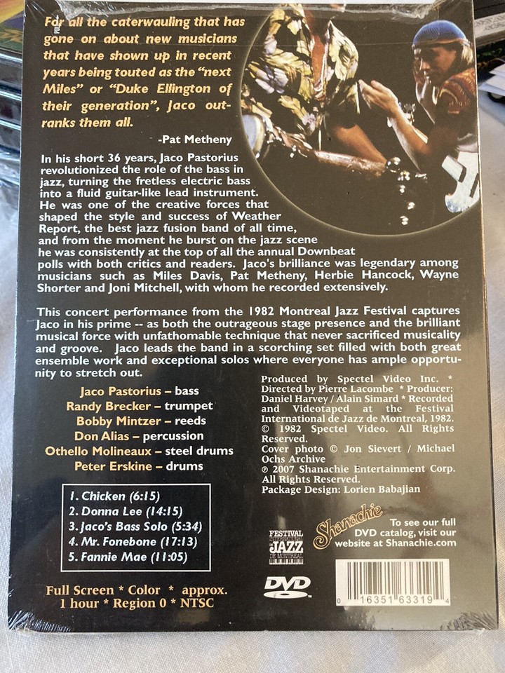 Jaco Pastorius: Live and Outrageous DVD - BRAND NEW SEALED FREE ...