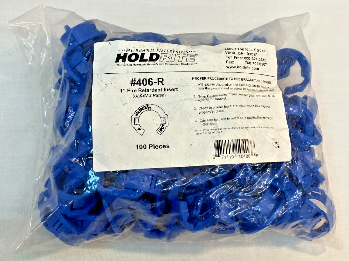HoldRite 406-R 1" Fire Retardant Insert 100 Pcs PIPE METAL STUD ...